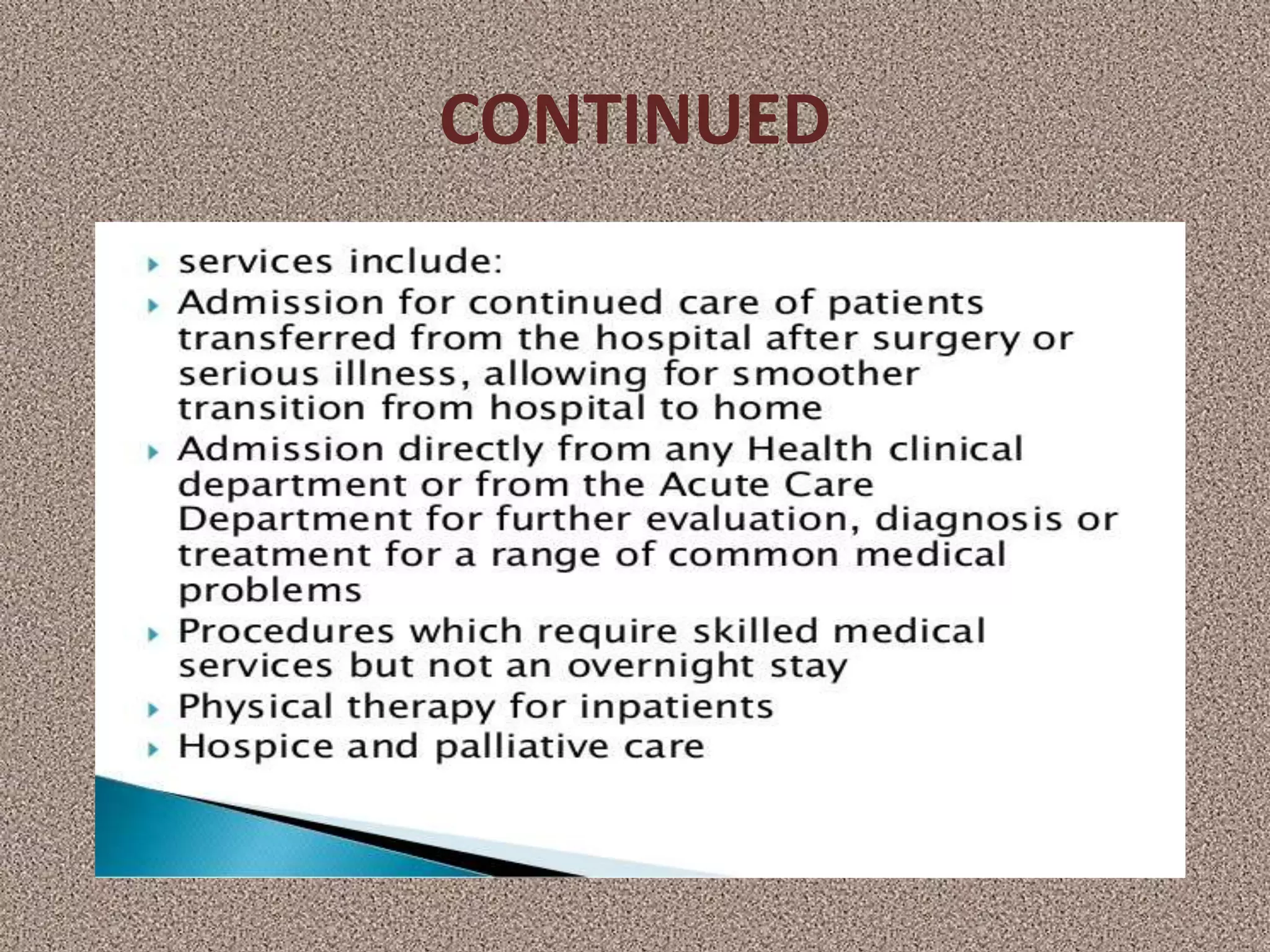 Unit ii inpatient department service in mha course | PPTX