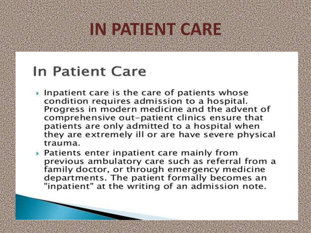 Unit ii inpatient department service in mha course | PPTX
