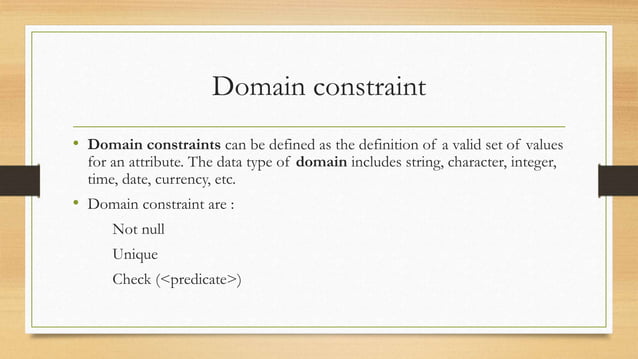 Integrity Constraints | PPTX | Databases | Computer Software and Applications