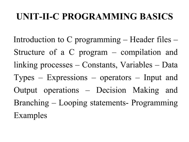 INTRODUCTION TO C PROGRAMMING in basic c language | PPT