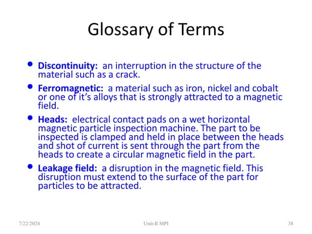 Unit-II MPI Non Destructive Testing of Materials | PPT