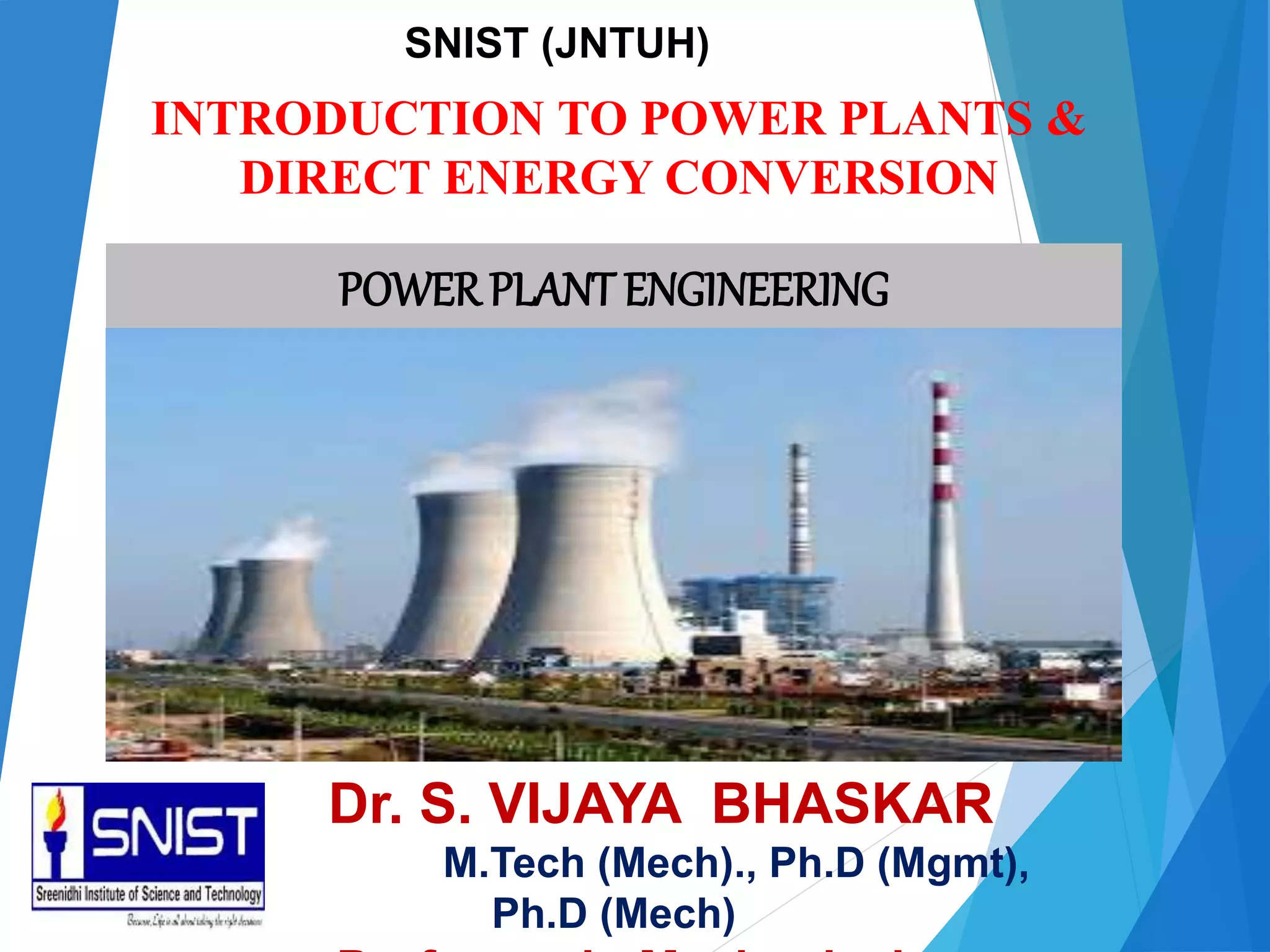 INTRODUCTION TO POWER PLANTS & DIRECT ENERGY CONVERSION | PPTX