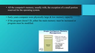 Memory Management | PPTX | Operating Systems | Computer Software and Applications