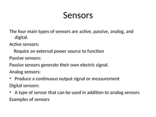 Types of sensors for iot applications for SY | PPT