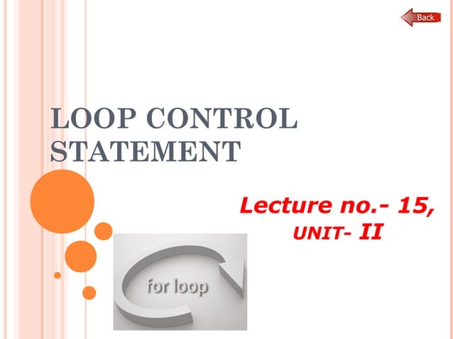 Control Statements Array Pointer Structures Ppt Programming Languages Computing