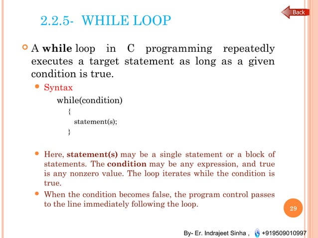 Control Statements Array Pointer Structures Ppt Programming