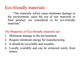 Unit II smart materials and eco-friendly materials by BeST | PPTX