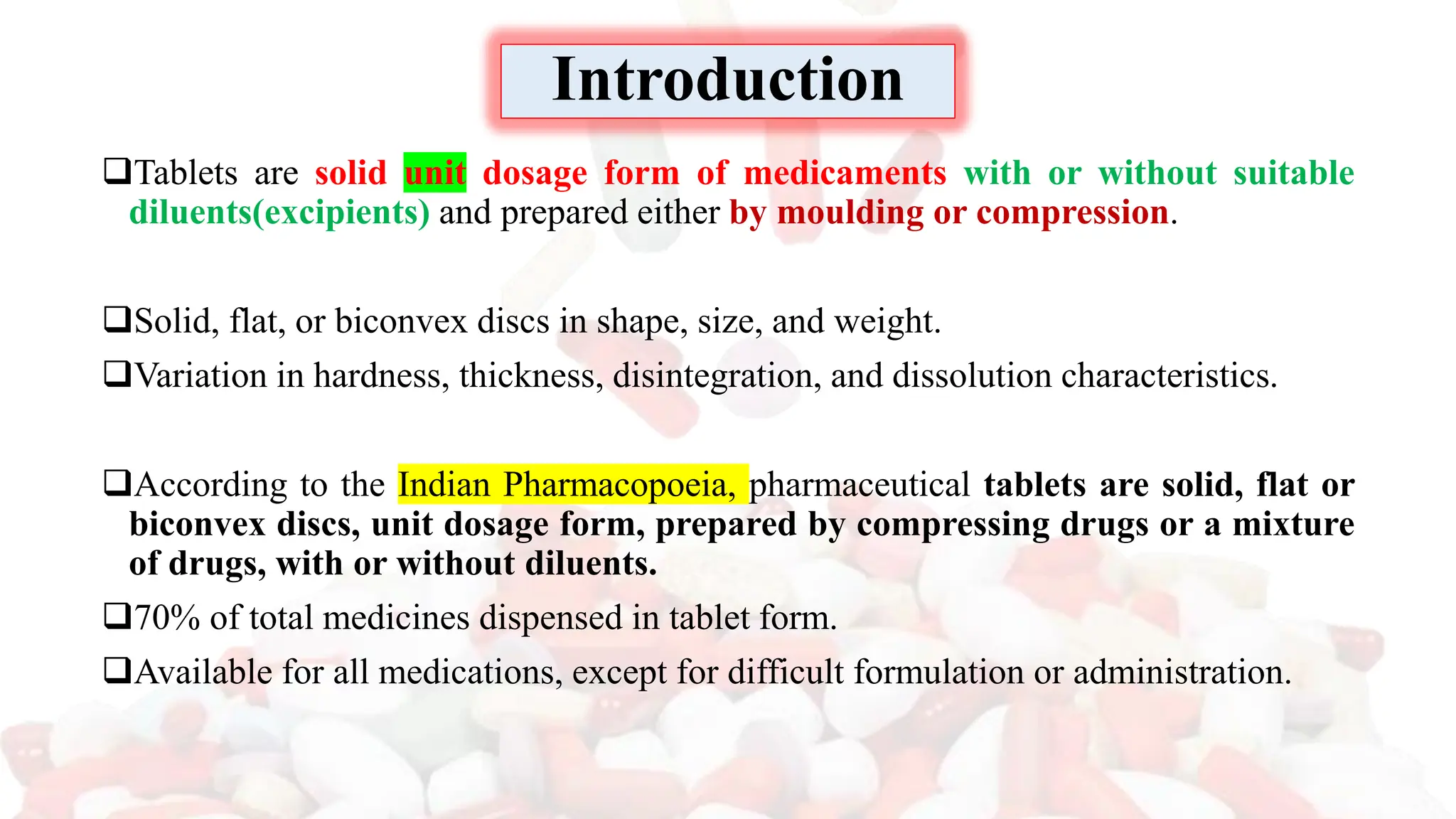 UNIT- II Tablets. INDUSTRAIL PHARMACY-I | PDF