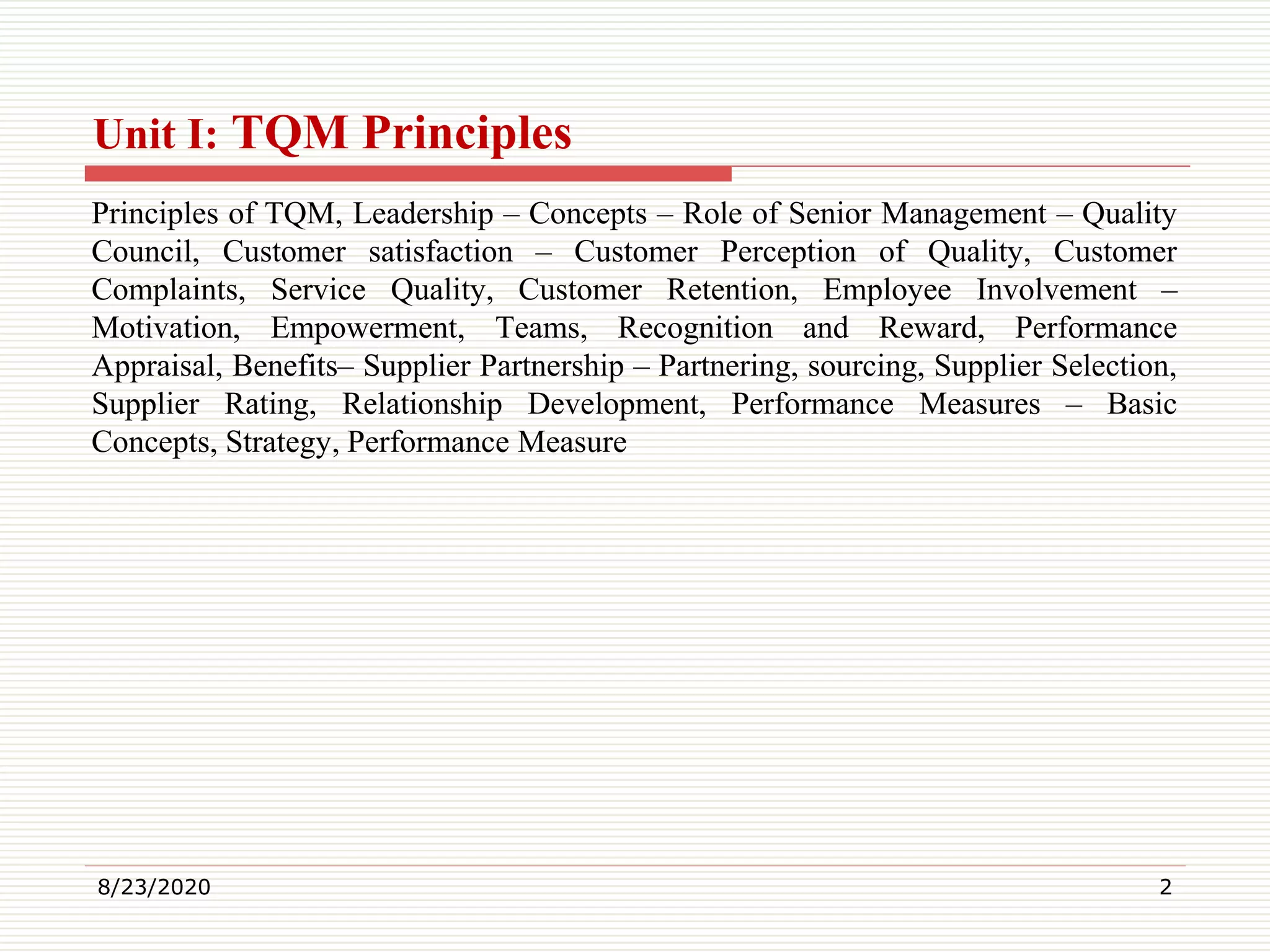 Unit-II TQM Principles | PDF