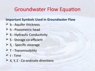 UNIT - II Well Hydraulics Darcy’s law – Groundwater Flow Equation .pptx