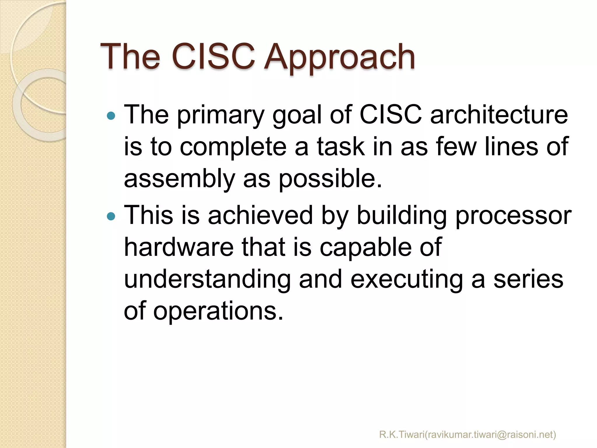 RISC Vs CISC, Harvard v/s Van Neumann | PPTX