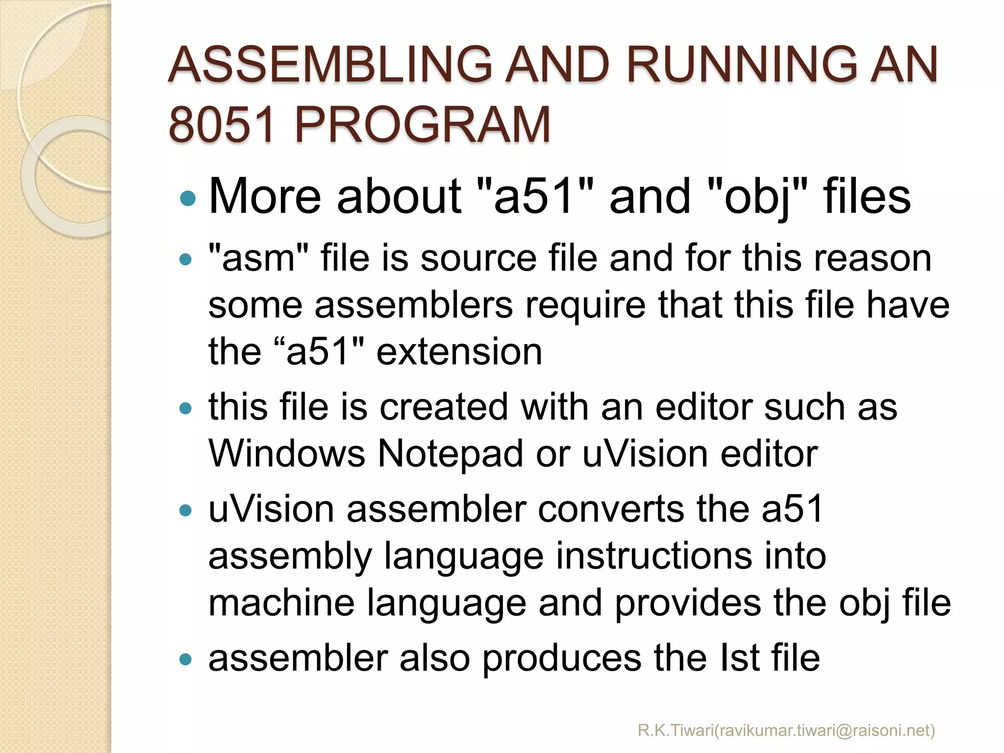 8051 Assembly Language Programming Pptx