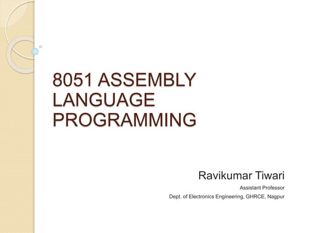 8051 Assembly Language Programming Ppt
