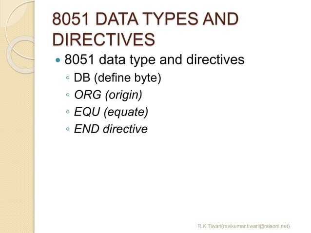 8051 Assembly Language Programming | PPTX