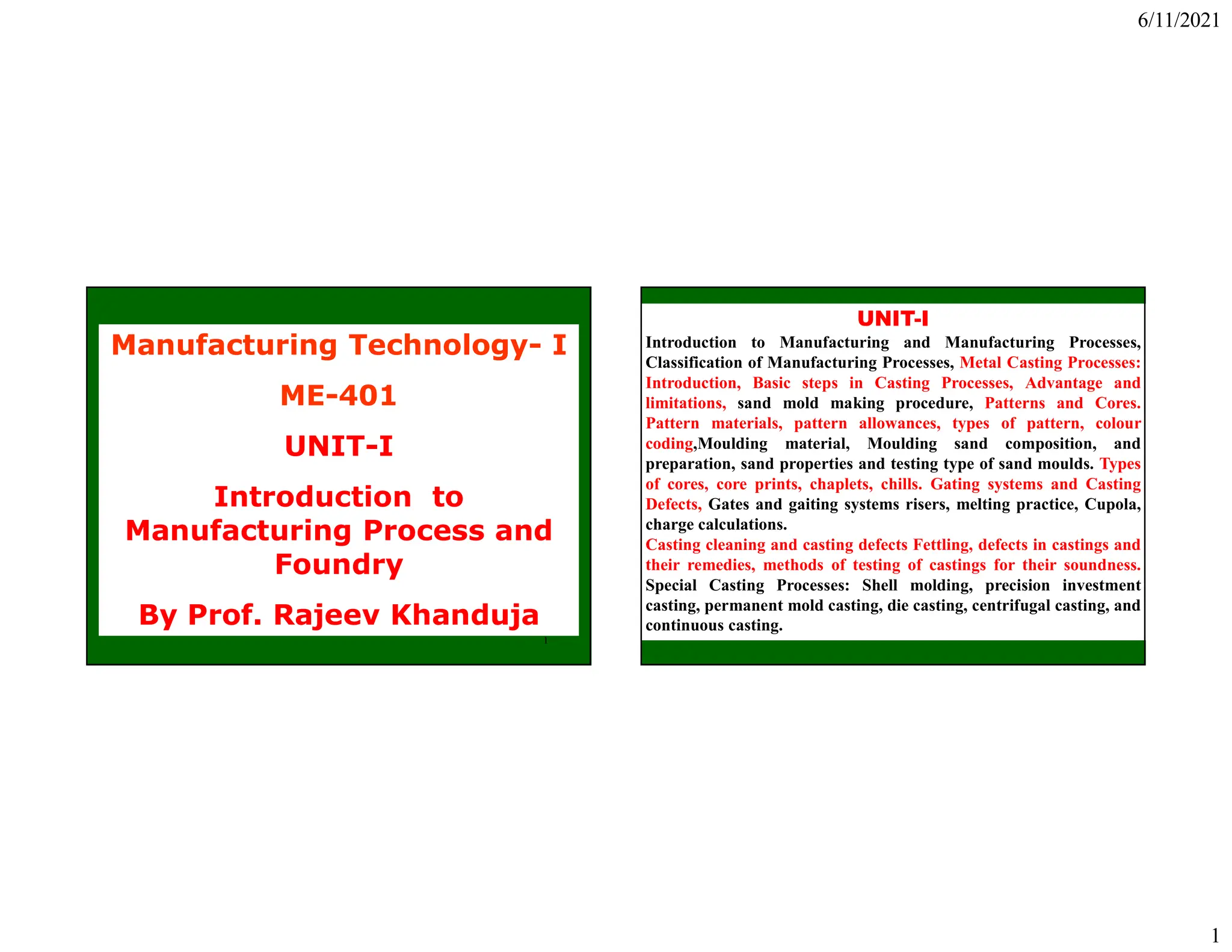 Manufacturing technology process introduction and foundary | PDF