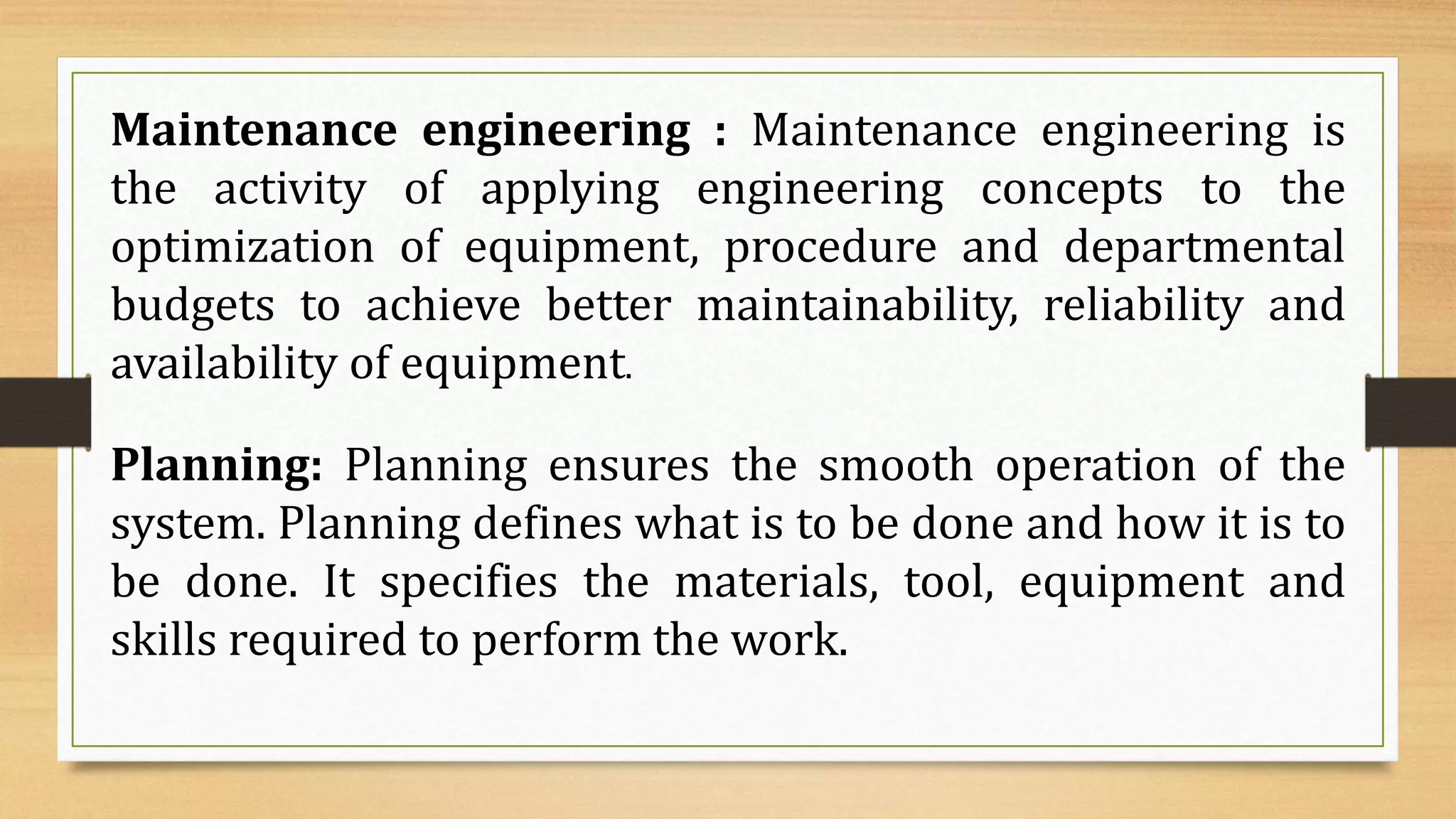 maintenance engineering | PDF | Civil Engineering Industry | Industries