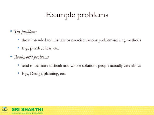 UNIT - I PROBLEM SOLVING AGENTS and EXAMPLES.pptx.pdf | Artificial ...