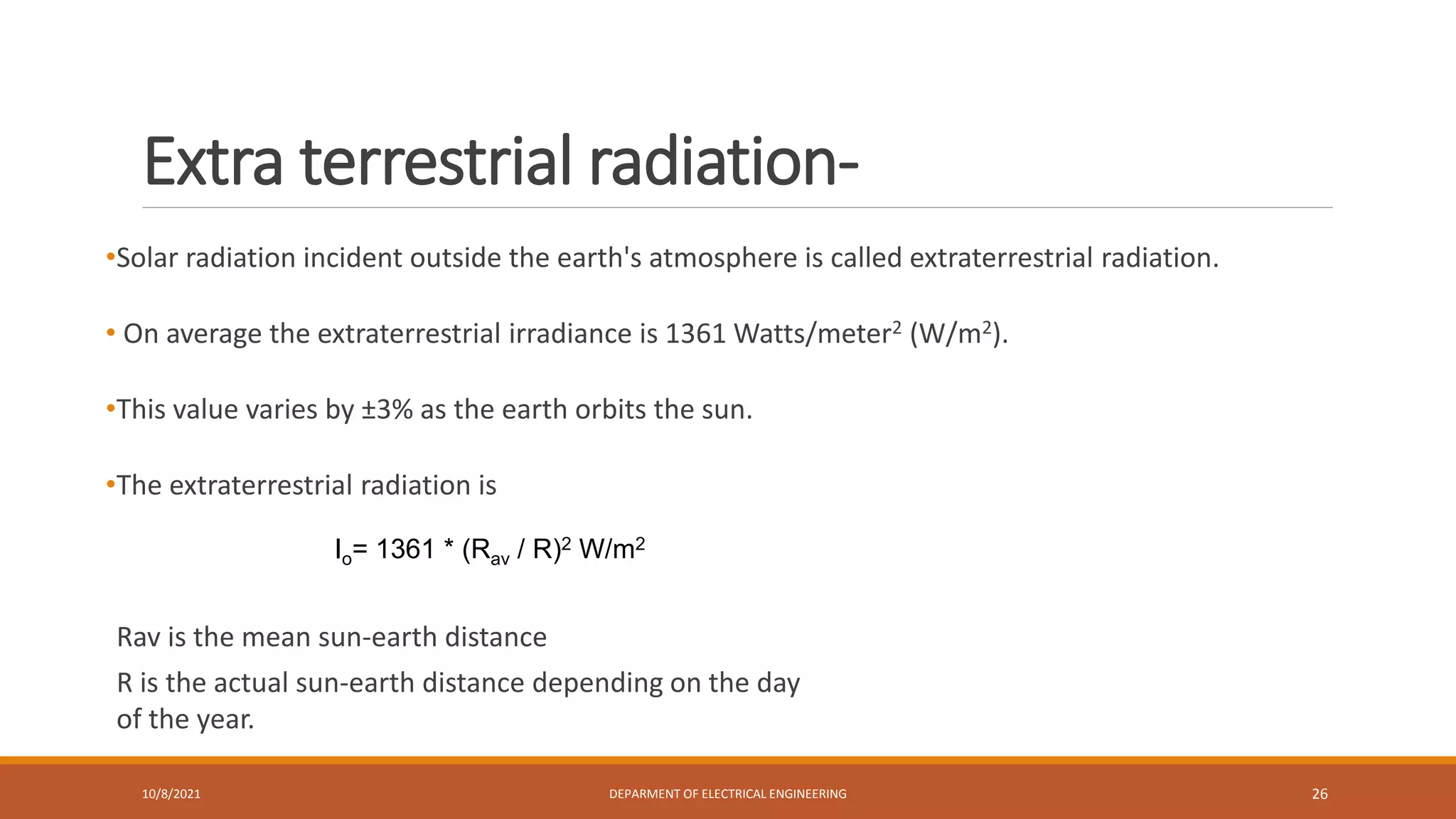 Unit i solar radiation; its measurement | PPTX