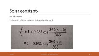 Unit i solar radiation; its measurement | PPTX