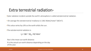 Unit i solar radiation; its measurement | PPTX