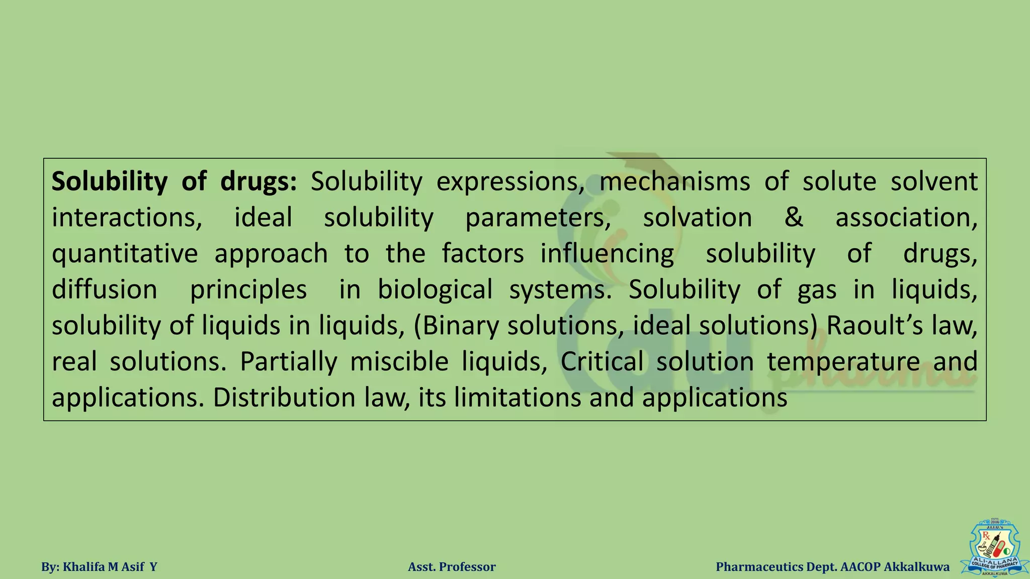 Solubility of drugs | PDF