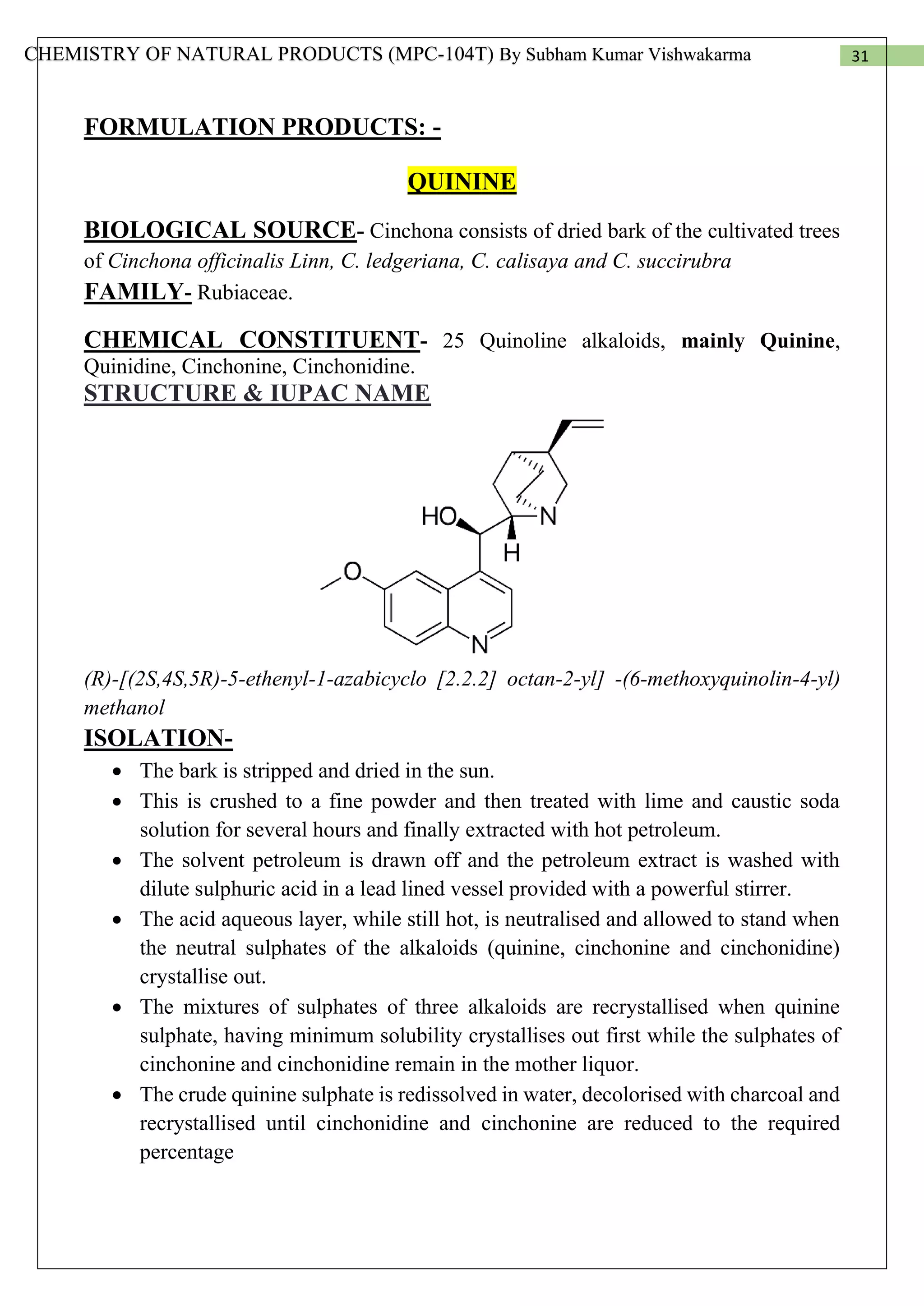 study of natural products as leads for new pharmaceuticals for the ...