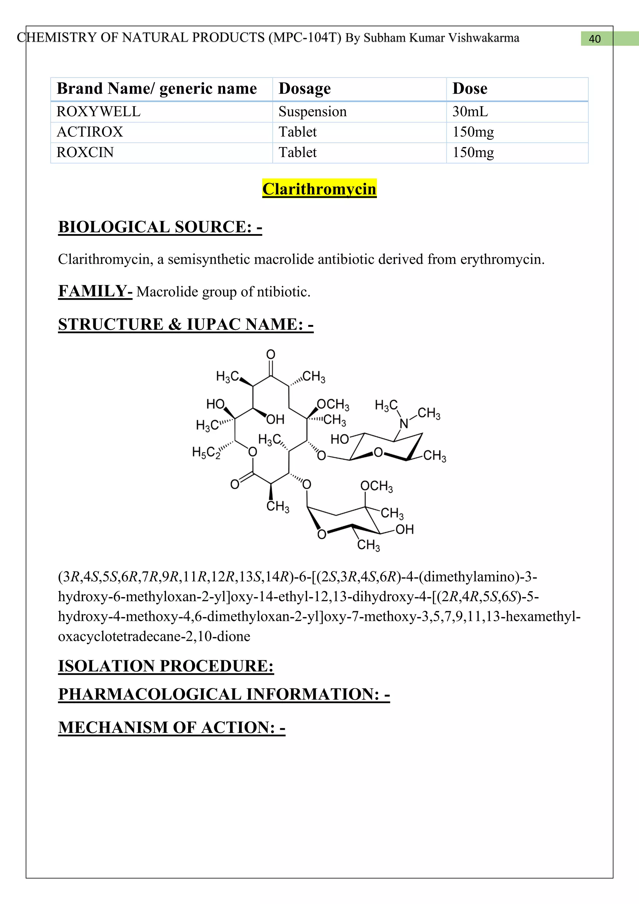 study of natural products as leads for new pharmaceuticals for the ...