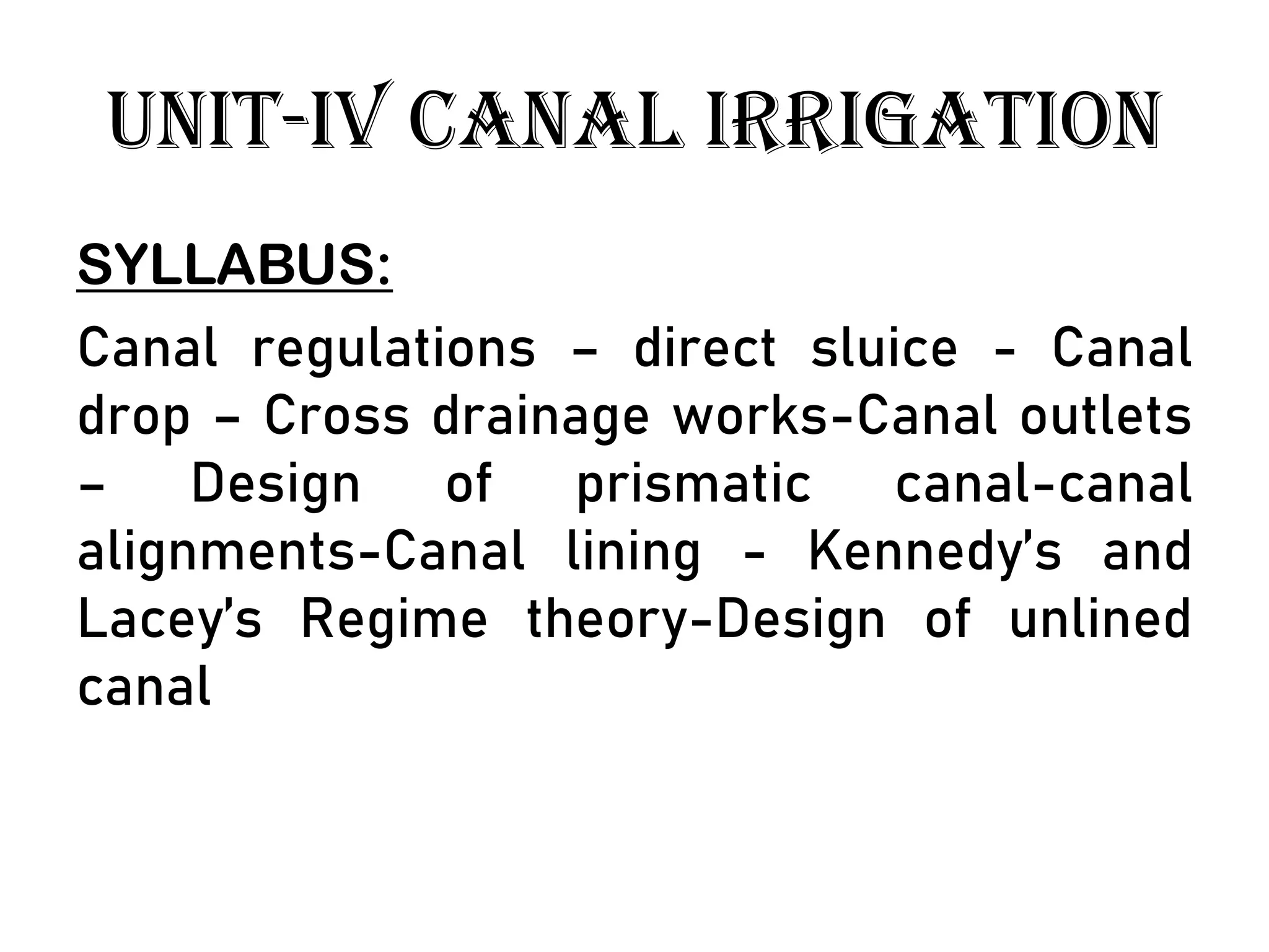 CANAL IRRIGATION | PDF