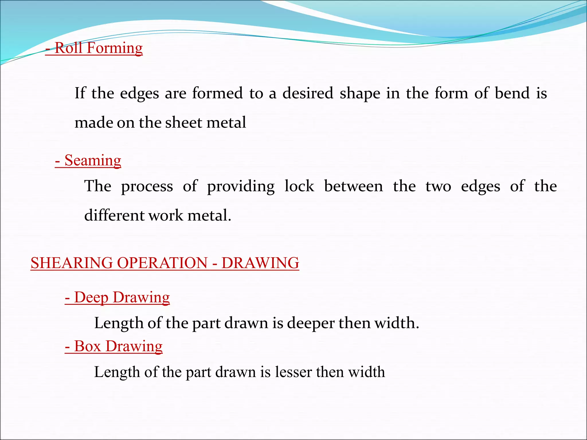 SHEET METAL PROCESSES | PPT
