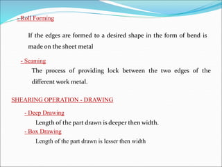 SHEET METAL PROCESSES | PPT | Physics | Science