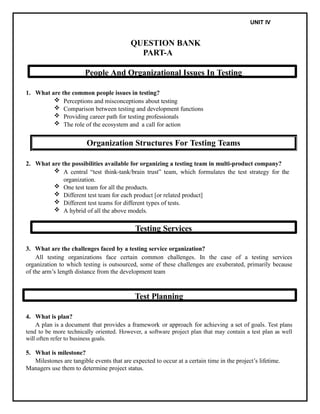 UNIT-IV 19CS408T - Software Testing Notes | PDF
