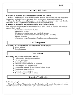 UNIT-IV 19CS408T - Software Testing Notes | PDF