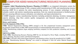 UNIT - IV - Computer Aided Manufacturing Resource Planning.pptx