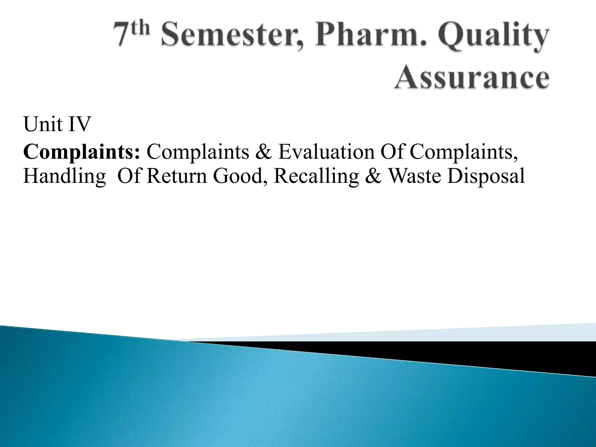 COMPLAINTS. UNIT IV | PPTX
