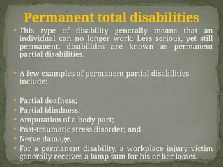 PERMANENT TOTAL DISABILITIES PERMANENT PARTIAL DISABILITIES | PPT
