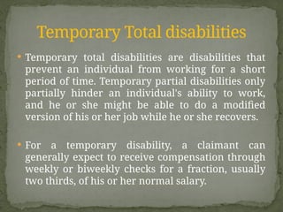 PERMANENT TOTAL DISABILITIES PERMANENT PARTIAL DISABILITIES | PPT