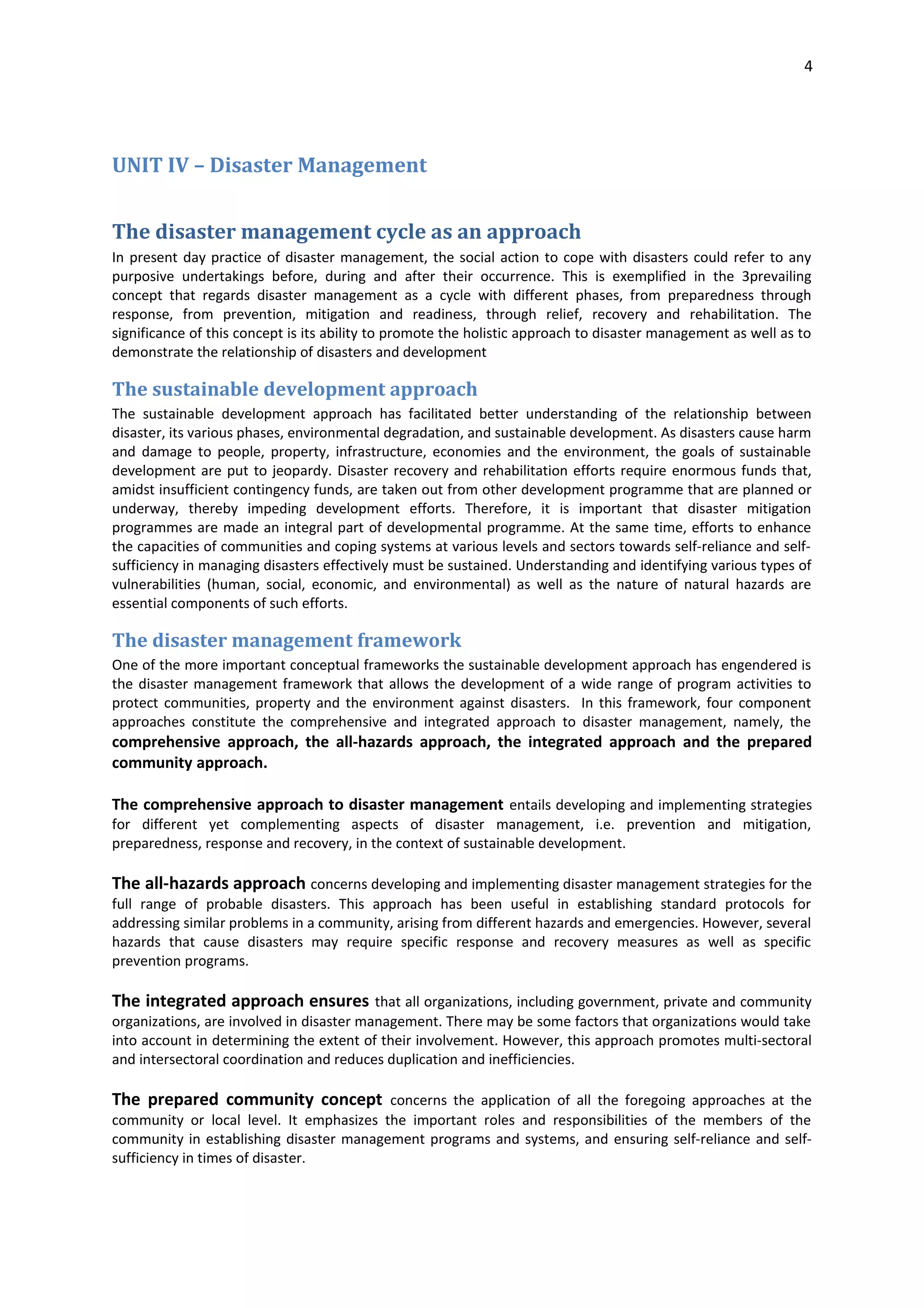Unit iv - disaster management | DOC