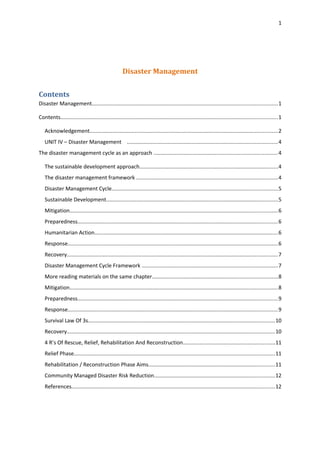 Unit iv - disaster management | PDF