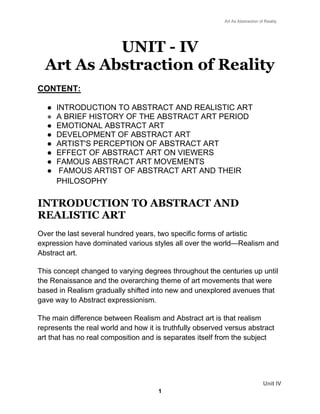 UNIT - IV Art As Abstraction Of Reality.pdf