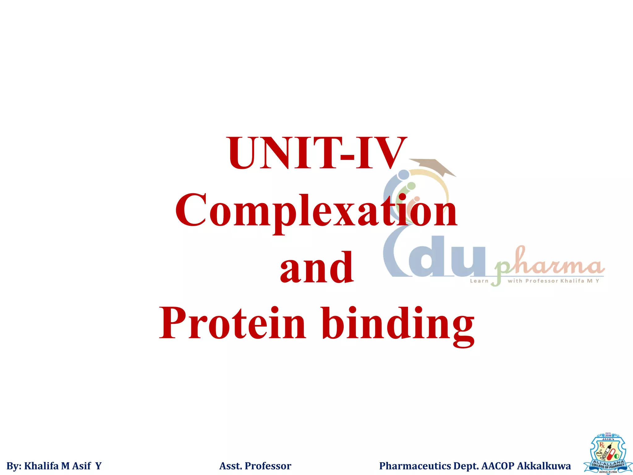 complexation and Protein bindings | PDF