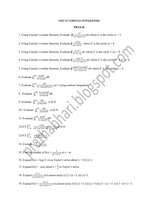 Unit iv complex integration | DOCX