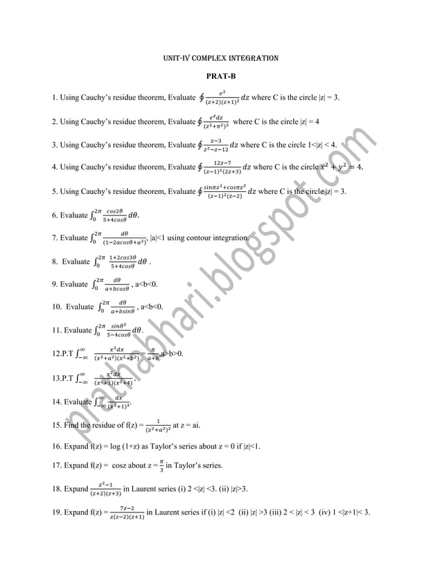 Unit iv complex integration | DOCX | Chemistry | Science