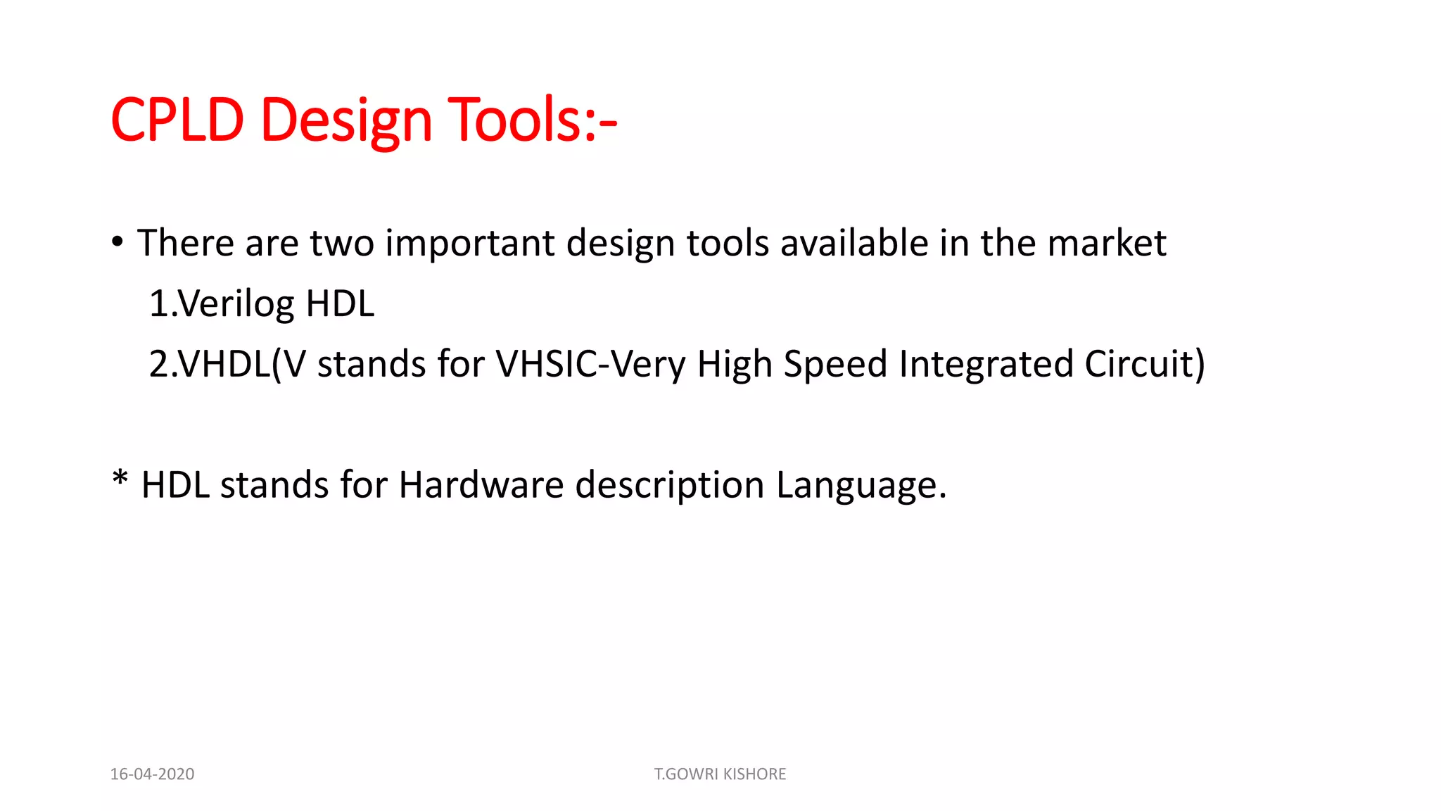 CPLD (COMPLEX PROGRAMMABLE LOGIC DEVICES) | PPTX
