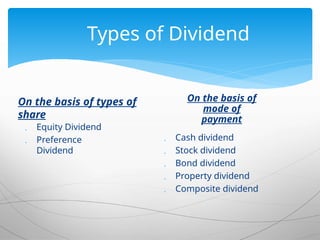 UNIT- 1 Divided Policy, Types, Theories and Formula | PPTX