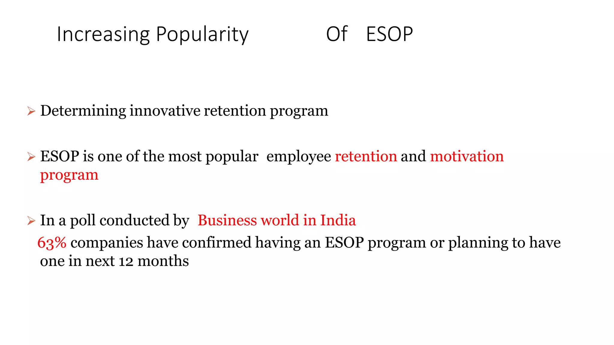 EMPLOYEE STOCK OPTION PLAN (ESOP) | PPTX