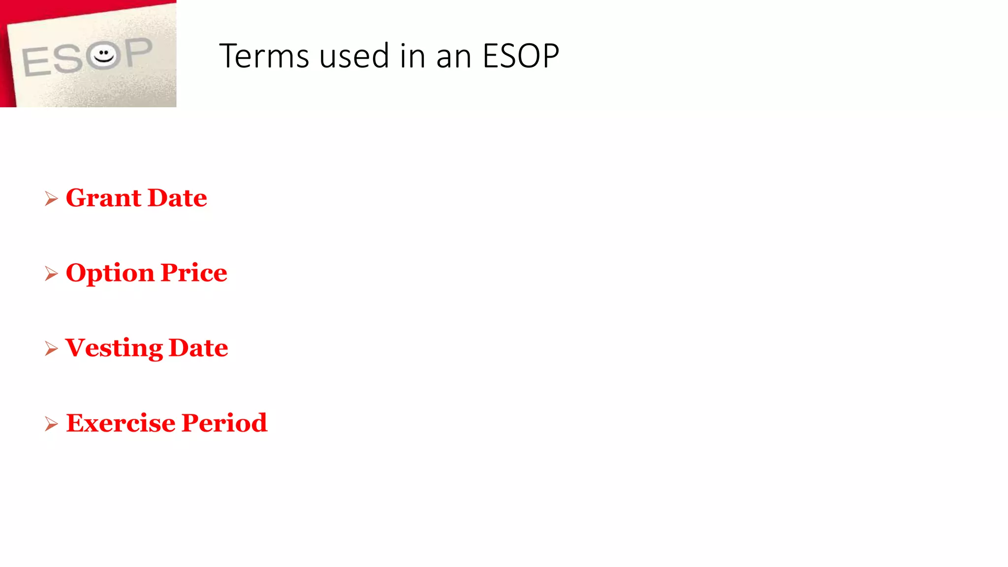 EMPLOYEE STOCK OPTION PLAN (ESOP) | PPTX