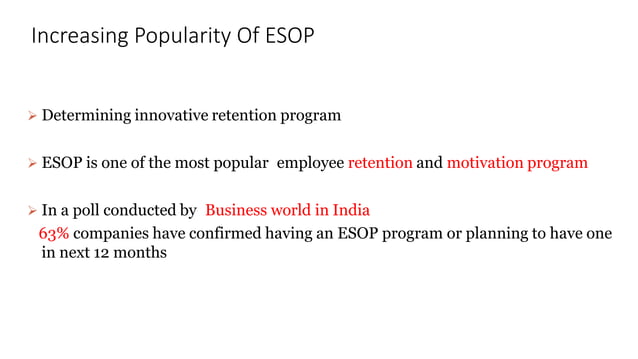 EMPLOYEE STOCK OPTION PLAN (ESOP) | PPTX