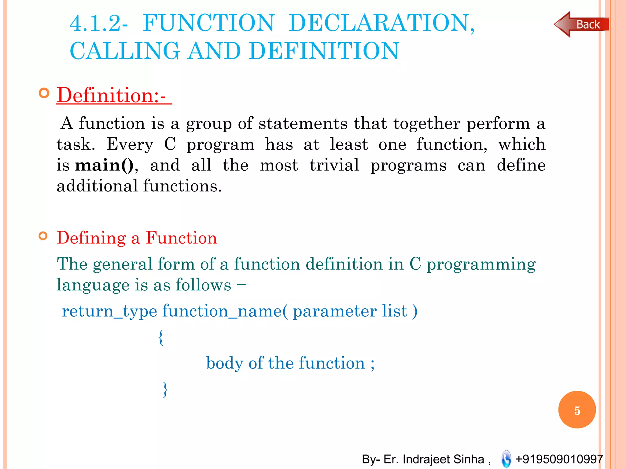 Unit iv functions | PPT | Programming Languages | Computing