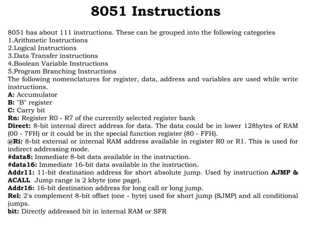 Unit iv introduction to 8051 microcontroller ppts | PPT Unit iv introduction to 8051 microcontroller ppts | PPT