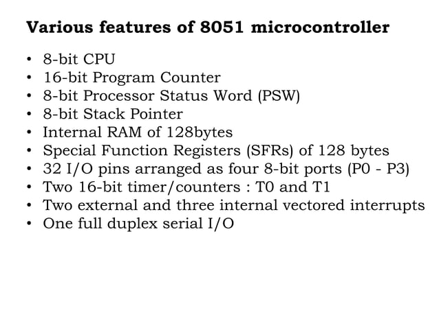 Unit iv introduction to 8051 microcontroller ppts | PPT Unit iv introduction to 8051 microcontroller ppts | PPT